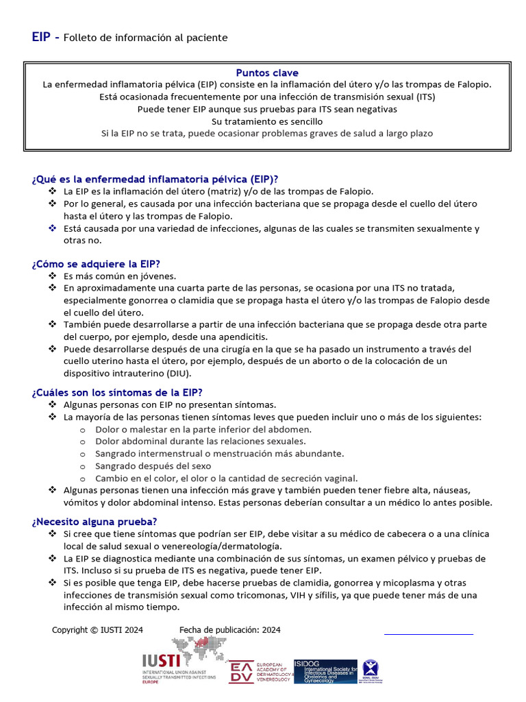 Enfermedad Inflamatoria Pelvica EPI 2024 | PDF | Infección transmitida sexualmente | El embarazo