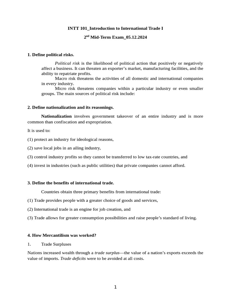 2NRS16XH INTT 101 Int - To International Trade I 2nd Mid-Term Exam 5.12 ...