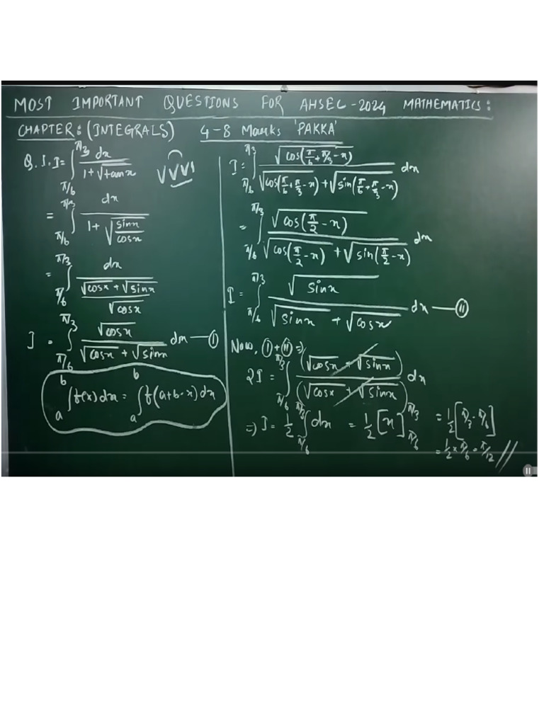 Integral Class 12 Pyqs | PDF