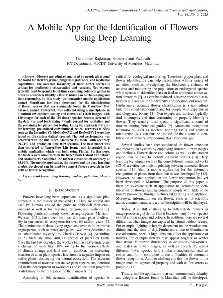 Mobile App for Flower Identification | PDF | Image Segmentation | Deep ...