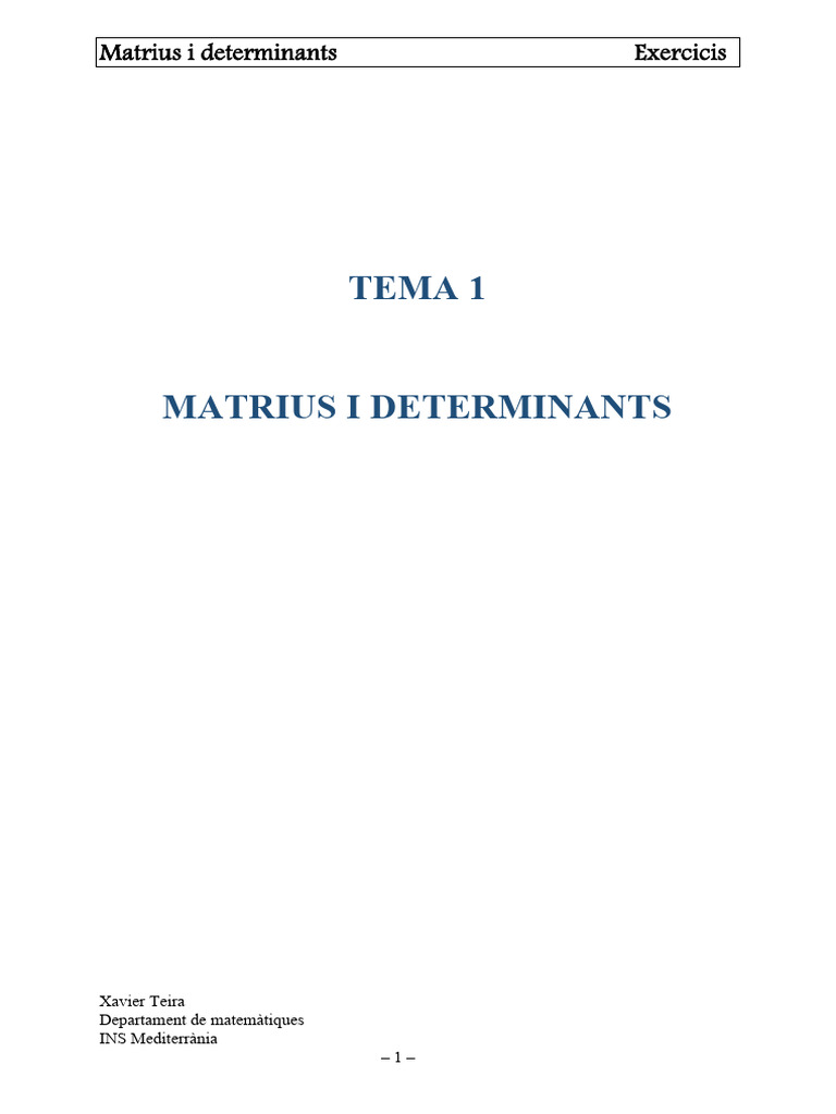 T1_Matrius i Determinants - ALUMN - DossierTeoria | PDF