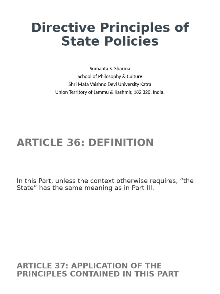 Directive Principles of State Policies | PDF | Justice | Crime & Violence