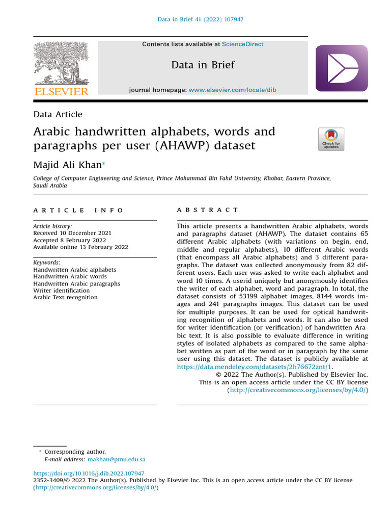 Arabic Handwritten Alphabets Words and Paragraphs | PDF | Data | Pixel