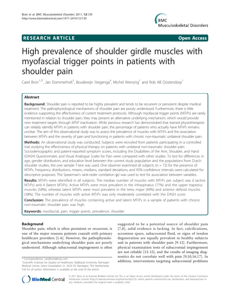 bron2011-Shoulder pain myofascial trigger points-2 | PDF | Myofascial ...