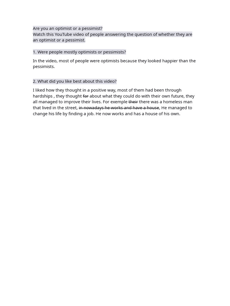 Are You An Optimist or A Pessimist | PDF