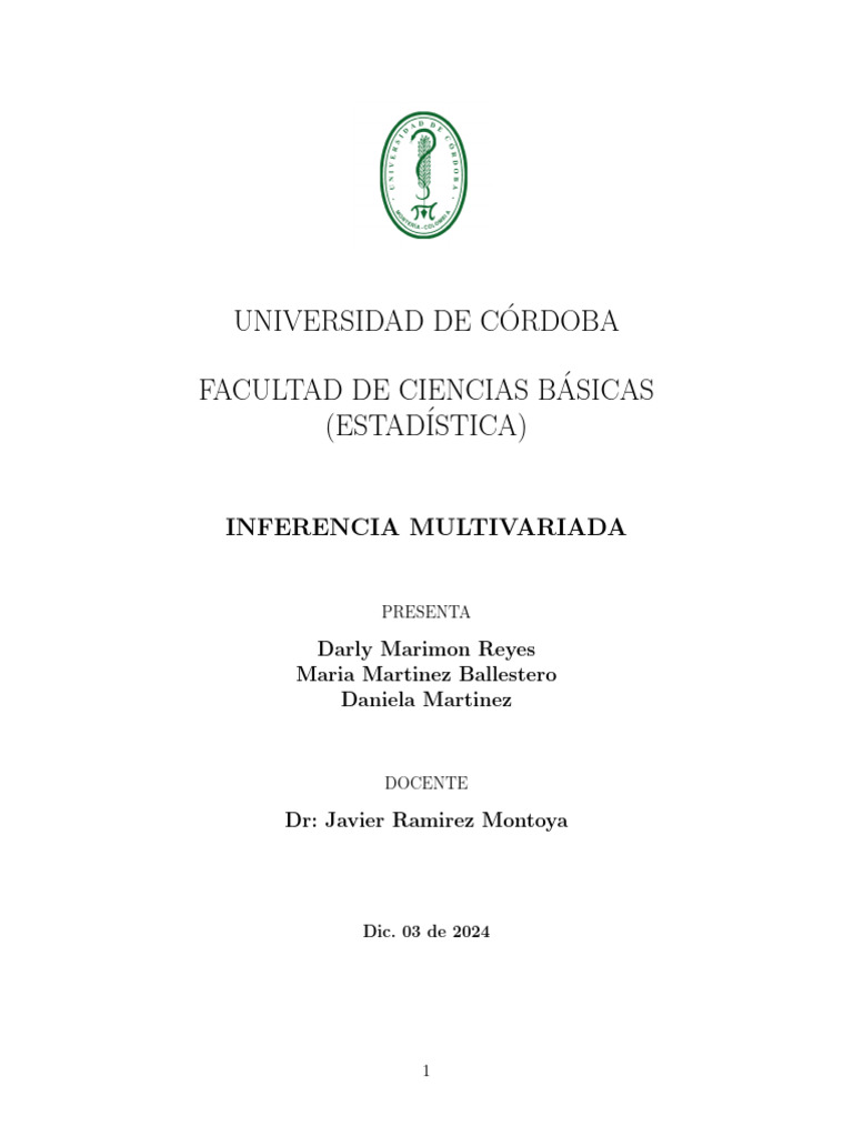Trabajo de Inferencia Multivariada | PDF | Análisis de variación | Análisis de regresión