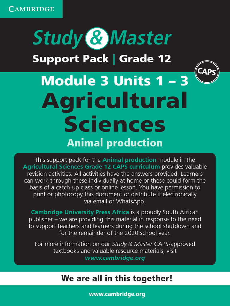 Study Master Gr12 AgriScienc Animal Production | PDF | Agriculture ...