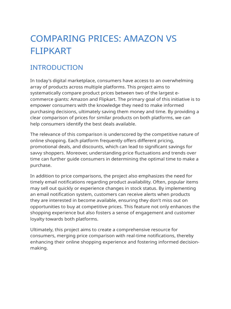 Price Comparison: Amazon vs Flipkart | PDF | Software Testing | Usability