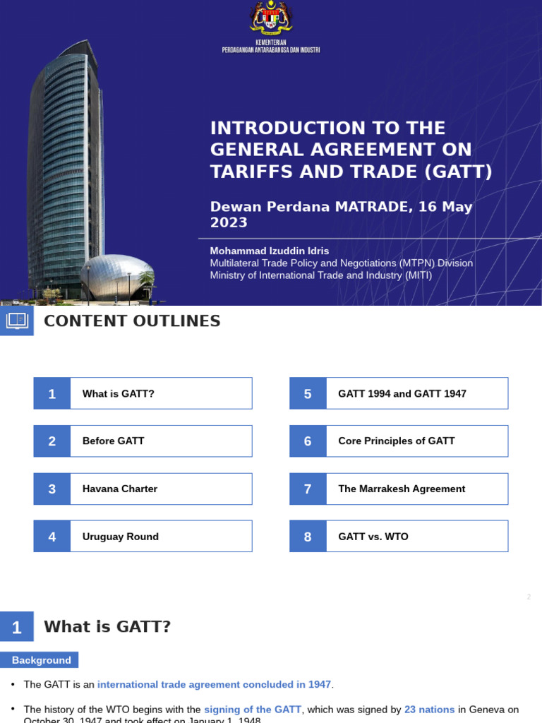 Introduction To The GATT To MATRADE - Izuddin | PDF | World Trade Organization | General ...