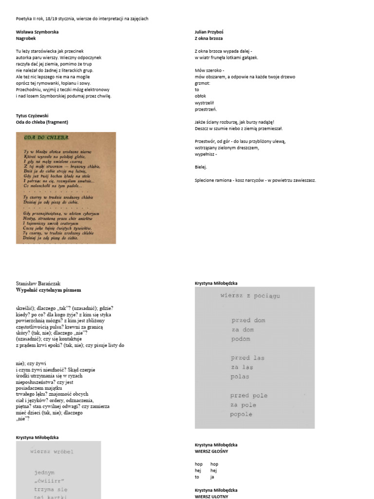 19 Stycznia Materialy Na Zajecia | PDF