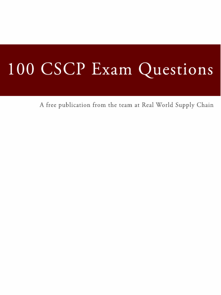 CSCP Questions (Real World Supply Chain) (Z-Library) | PDF | Supply ...