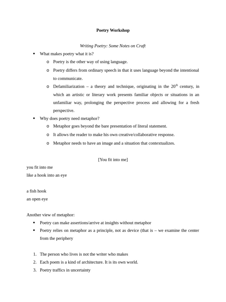 Poetry Workshop | PDF