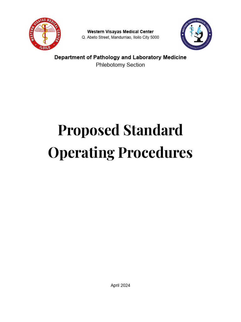 Proposed Standard Operating Procedures in Phlebotomy 2024 | PDF | Hand ...