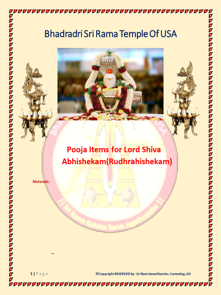 Rudrabhishekam Pooja List | PDF