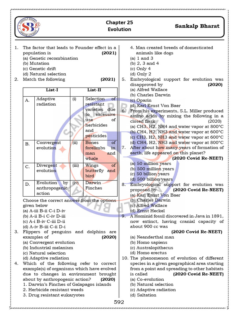 Evolution - by MadXAbhiOfficial - PYQs | PDF | Homo | Evolution