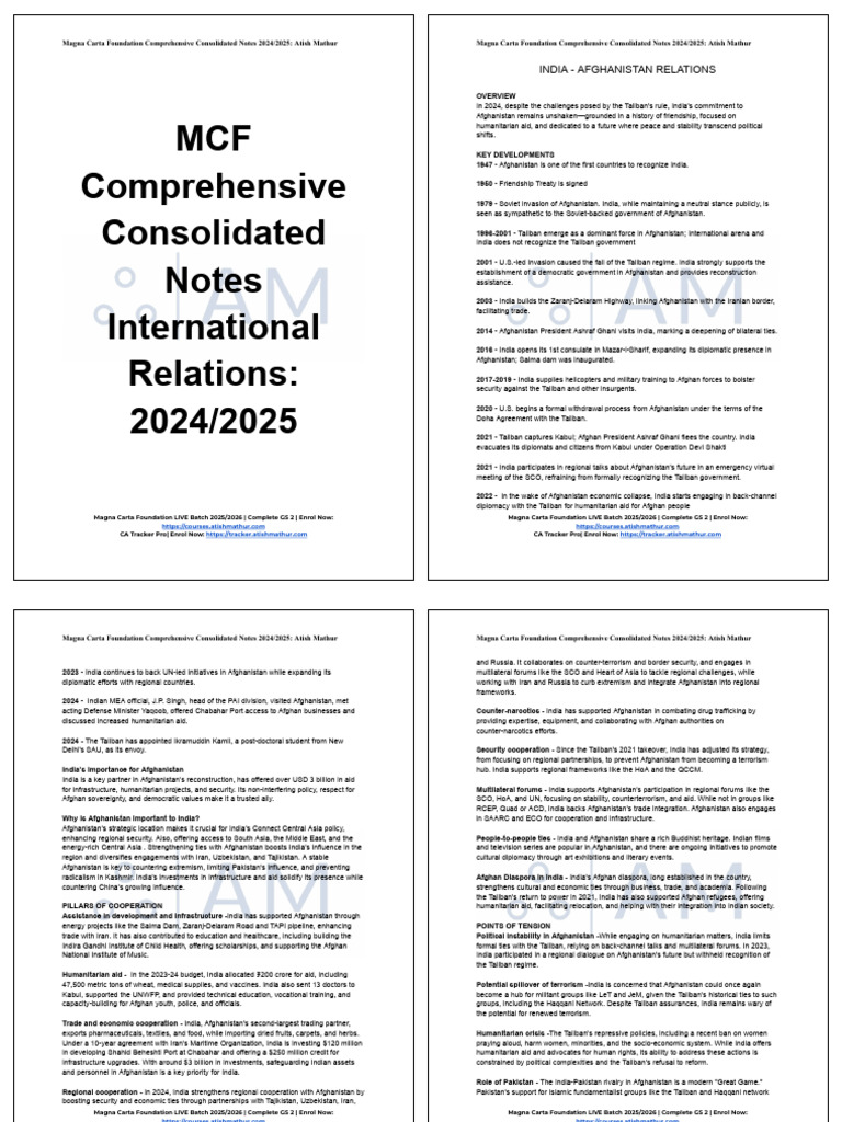 MCF International Relations CCN - 2024-2025 - converted | PDF | Afghanistan | Pakistan