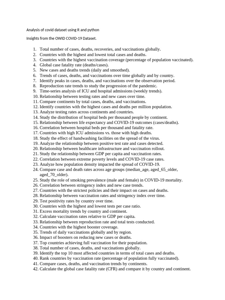 Analysis of Covid Dataset Using R and Python | PDF | Vaccination | Pandemic