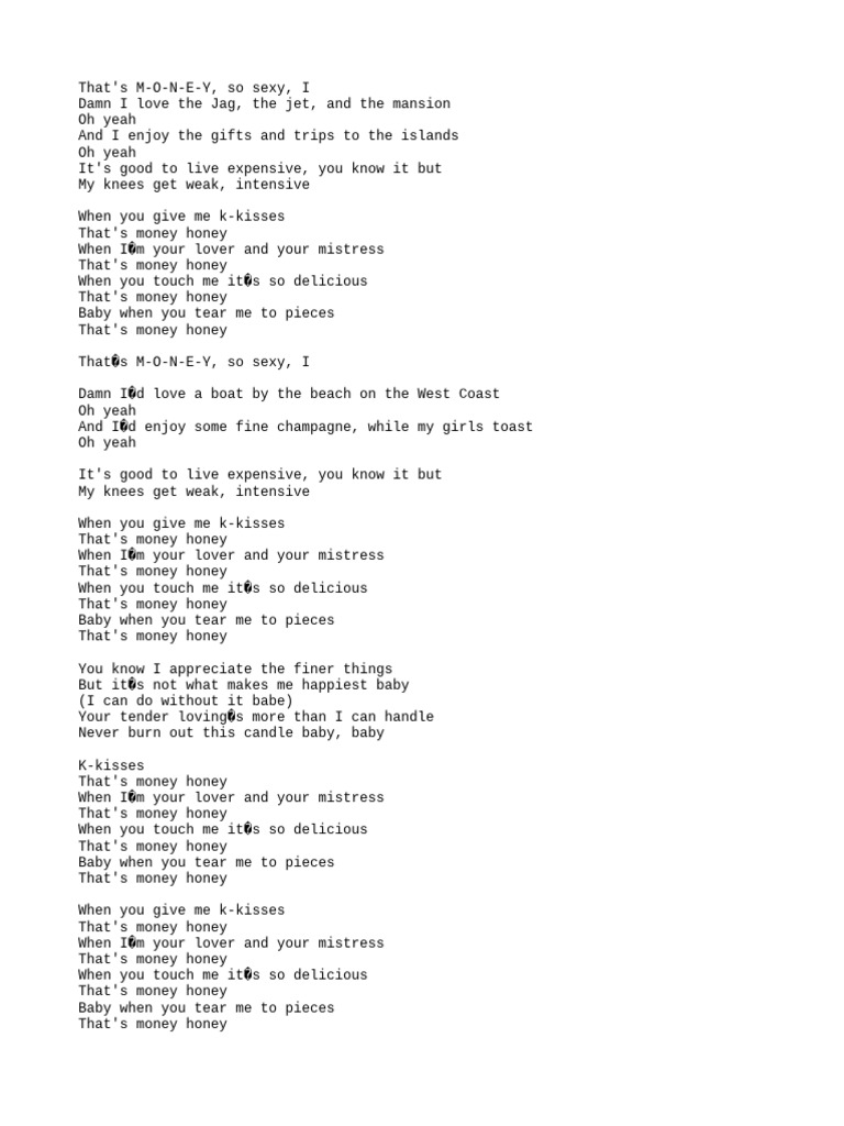Lady Gaga 'Money Honey' Lyrics | PDF