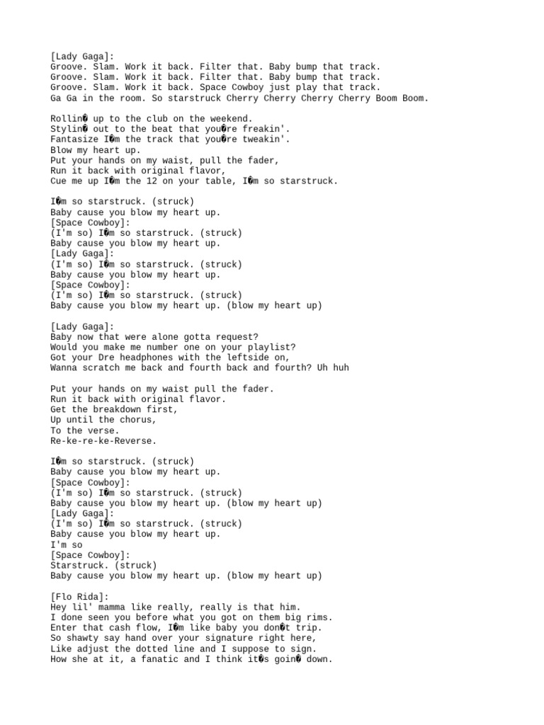 Lady Gaga "Starstruck" Lyrics | PDF | Lady Gaga | Sound Recording