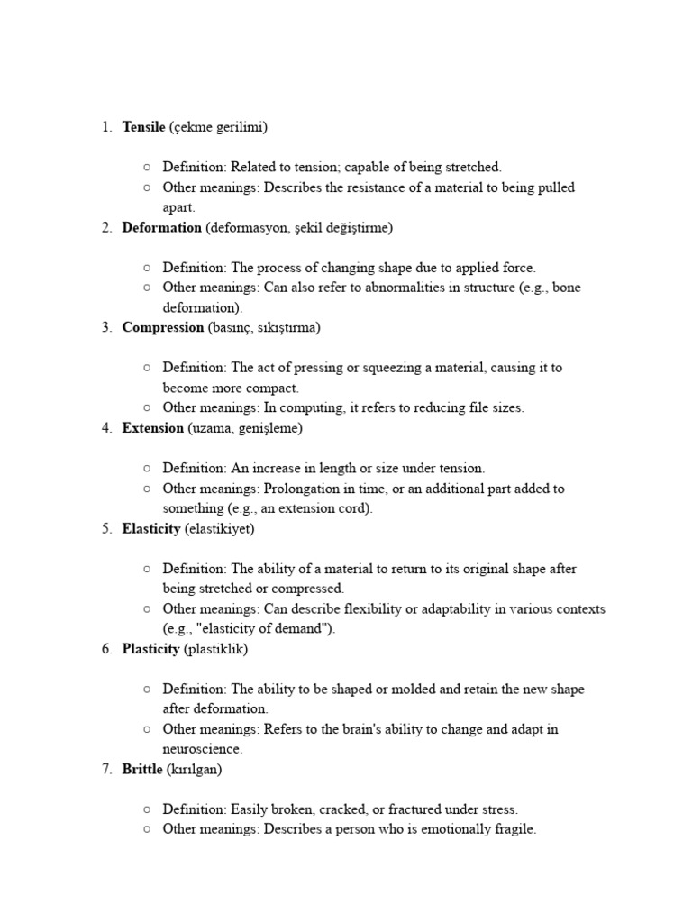 Engineering Book Vocabulary Lesson 18 | PDF | Deformation (Engineering ...