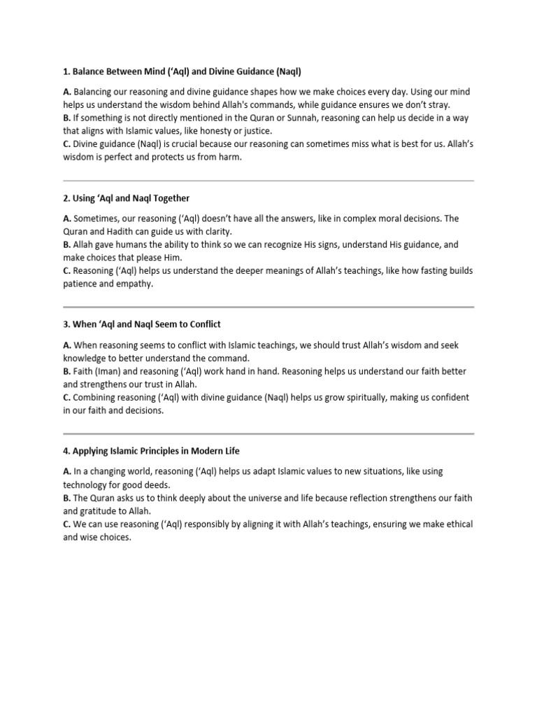 Balancing Aql and Naql in Decision-Making | PDF