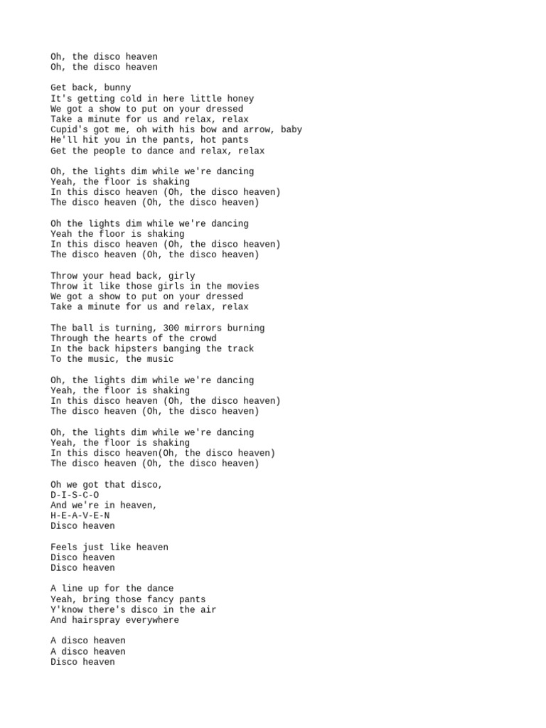 Lady Gaga 'Disco Heaven' Lyrics | PDF