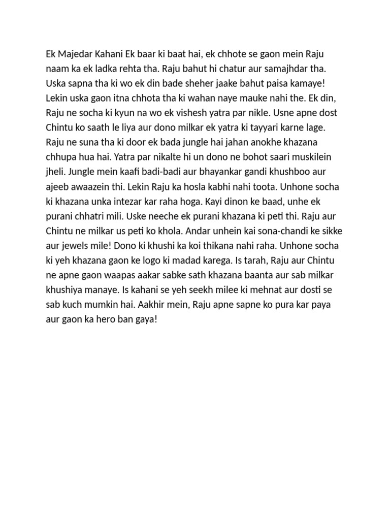 Raju's Jungle Adventure and Treasure | PDF