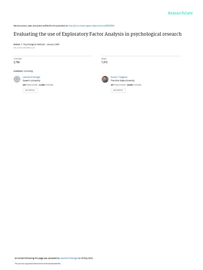 Evaluating The Use of Exploratory Factor Analysis | PDF | Principal Component Analysis | Factor ...