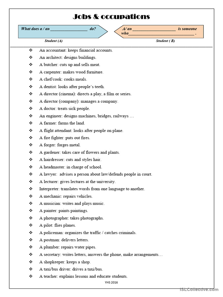 Jobs and Occupations List | PDF