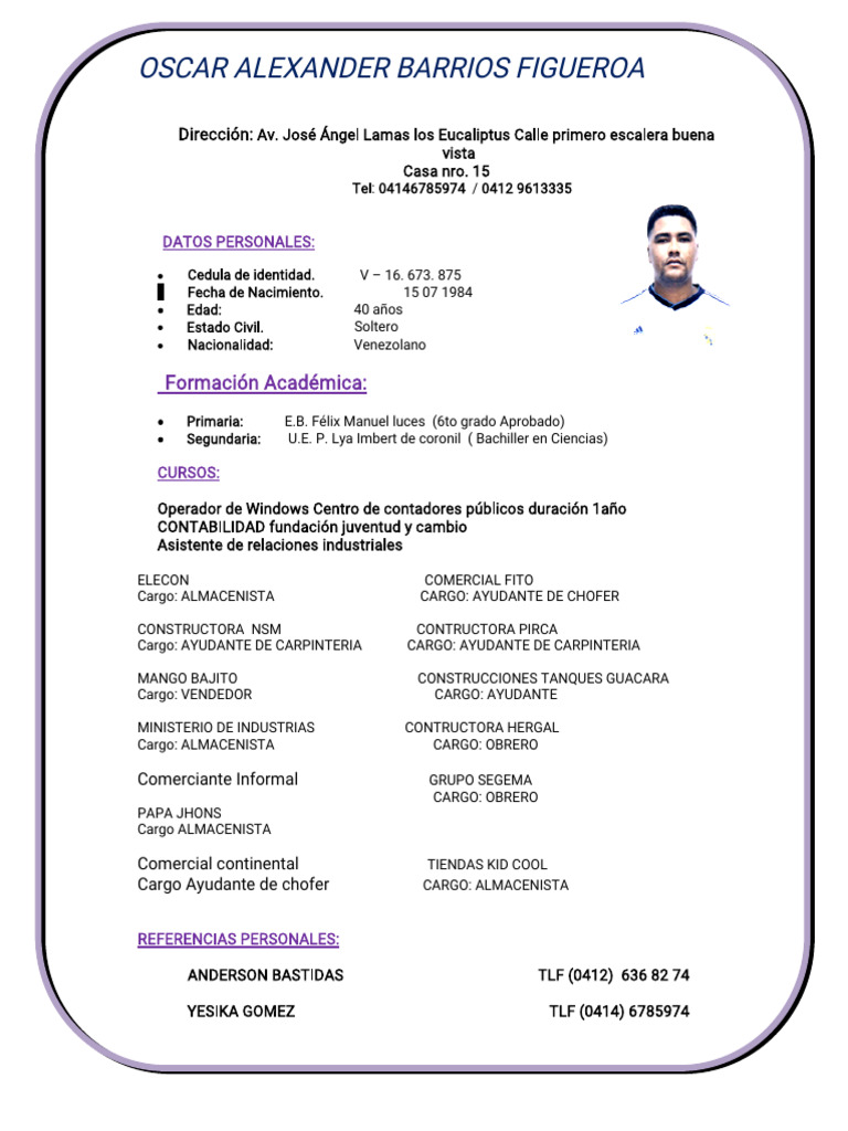 CV de Oscar Alexander Barrios Figueroa | PDF