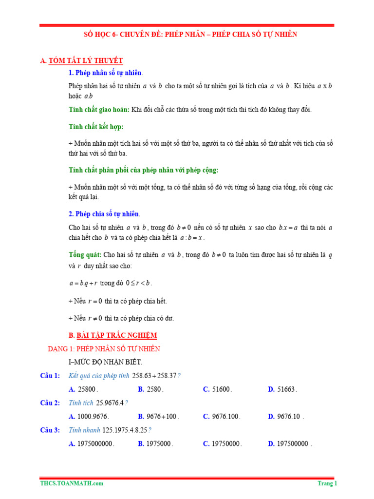 tom-tat-ly-thuyet-va-bai-tap-trac-nghiem-chuyen-de-phep-nhan-va-phep-chia-so-tu-nhien | PDF
