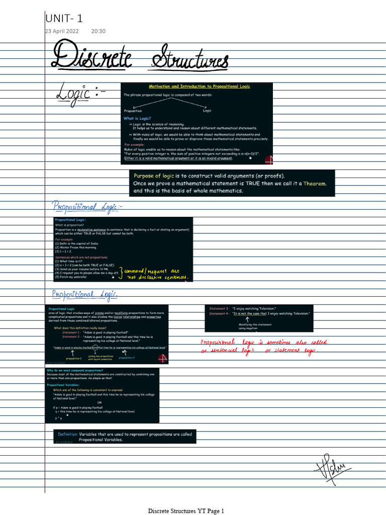 Vishu's Notes Discrete Structures (1) | PDF | Boolean Algebra ...