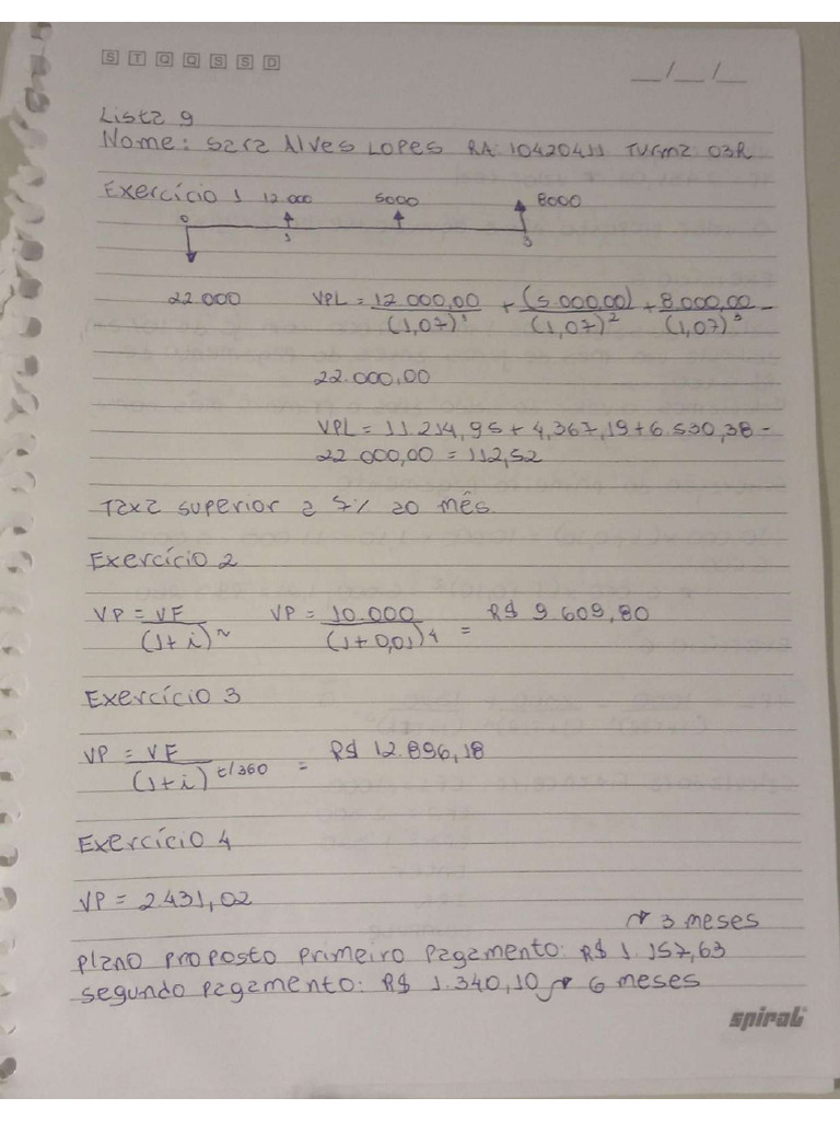 Lista 10 - Mat.fin | PDF