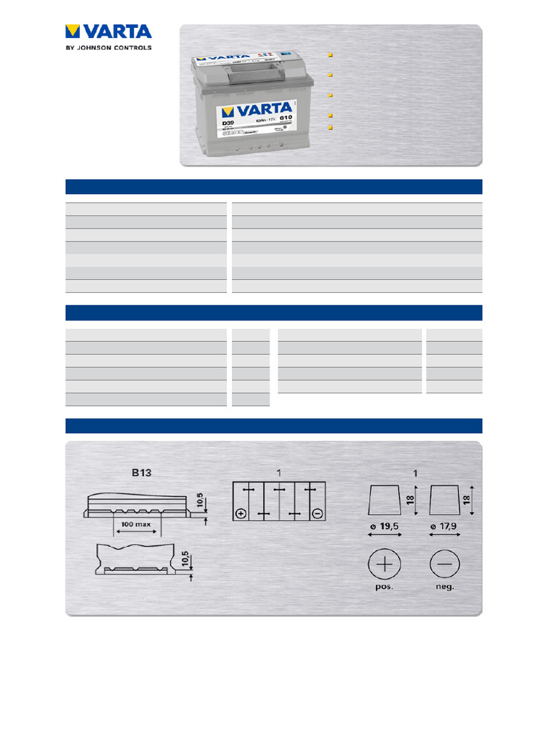 Autobaterie Varta Silver 63ah, 12V, D39 | PDF
