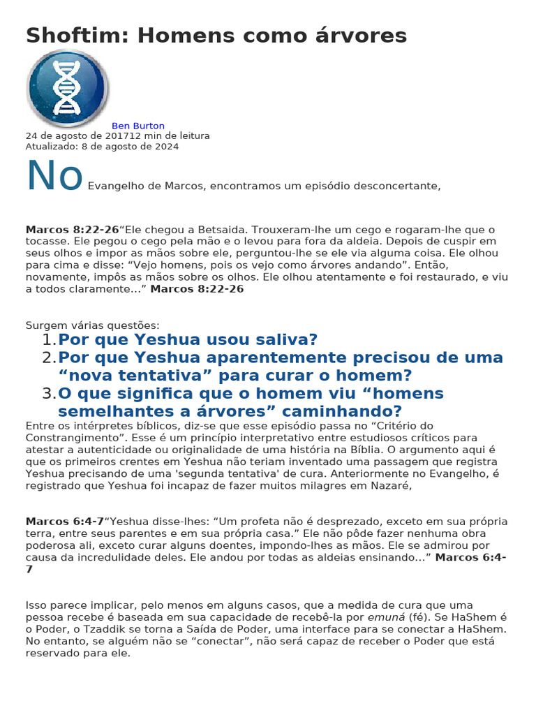 Shoftim Homens Como Árvore | PDF | Messias | Árvores