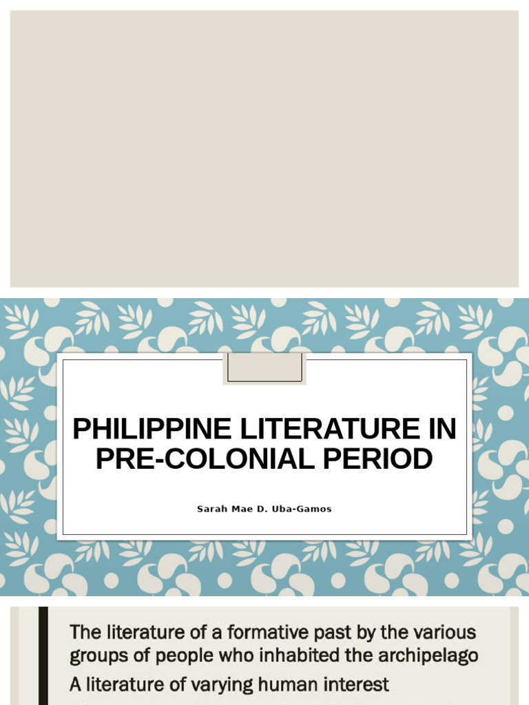 Pre-Colonial Philippine Literature Overview | PDF | Philippines | Oral ...
