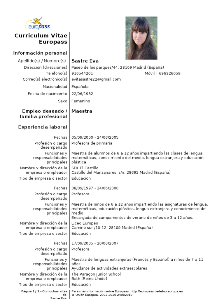 Curriculum Eva S | PDF | Maestros | Comunicación