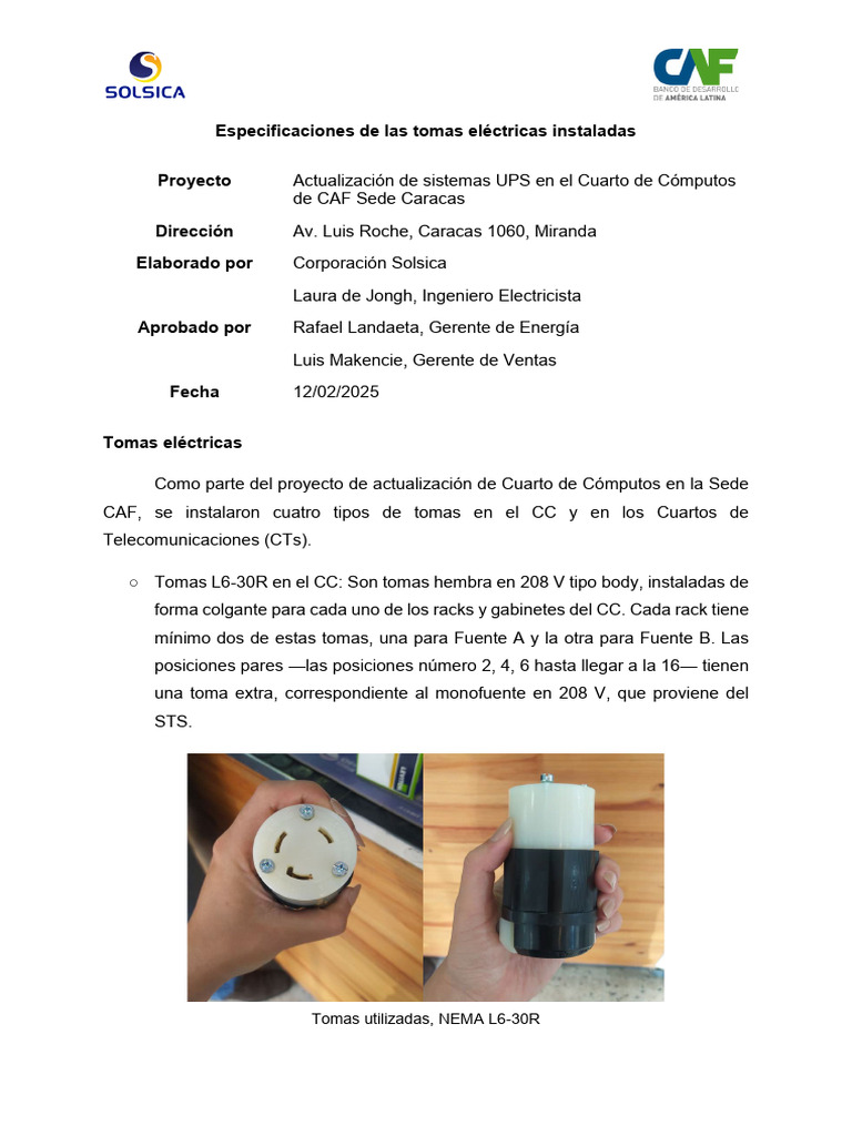 Especificación de Las Tomas - Cuarto de Cómputos Sede | PDF | Bienes ...