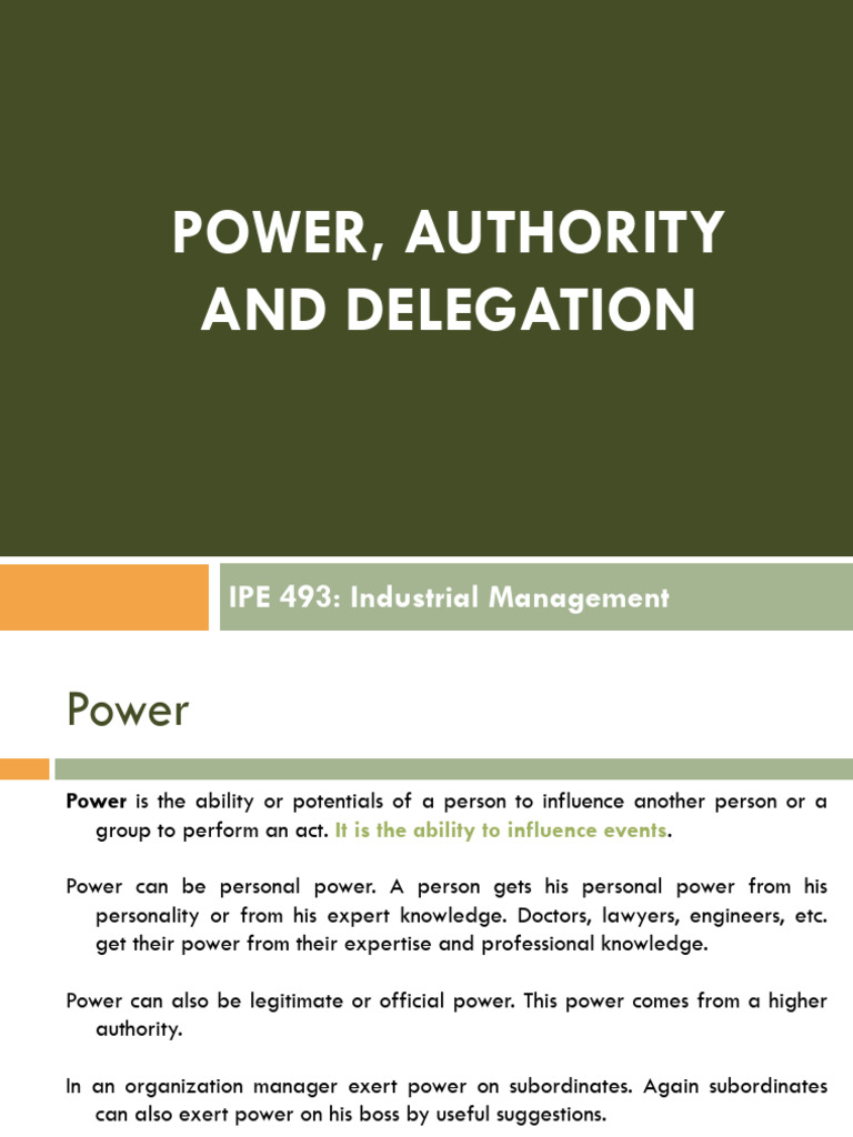 3-Power-Authority and Delegation-IPE 493 CSE-Jan 24 | PDF | Power ...