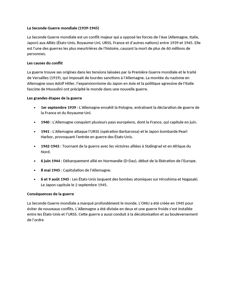 Comprendre la Seconde Guerre mondiale | PDF