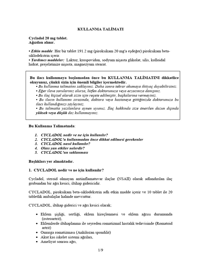 Cycladol TB KT | PDF