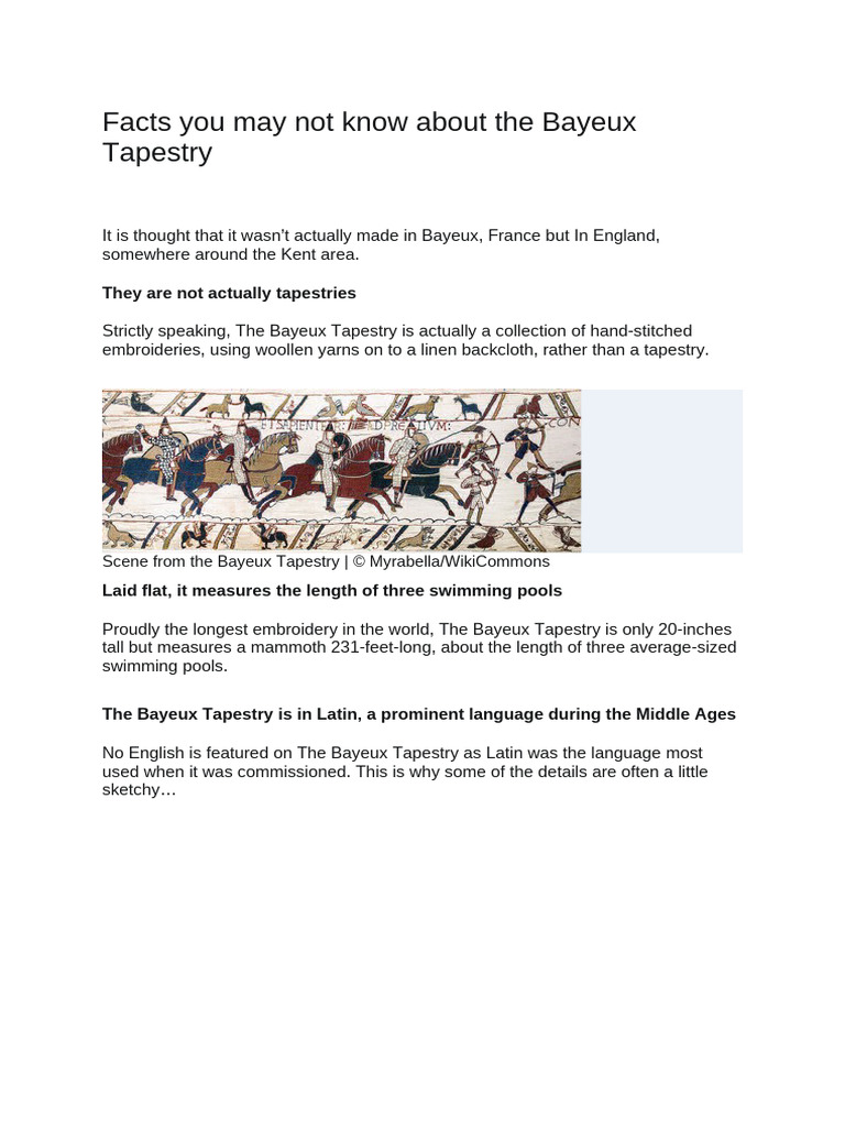 Facts You May Not Know About The Bayeux Tapestry: They Are Not Actually ...