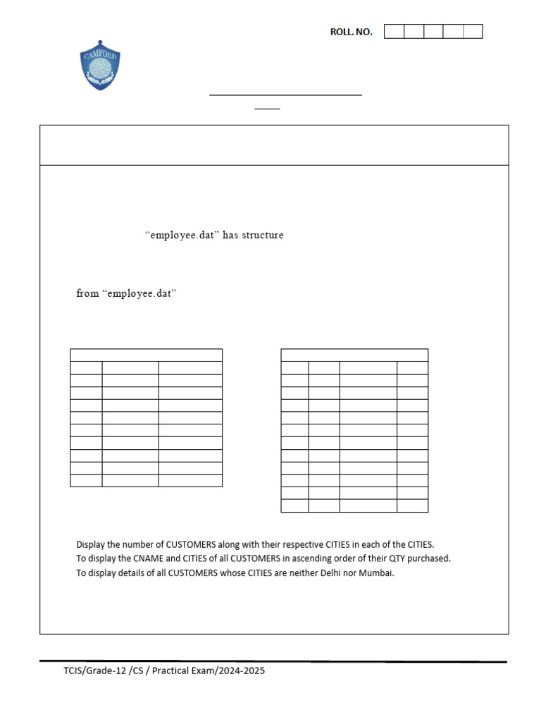Grade XII CS Board Practicals(SAMPLE)-1 | PDF | Sql | Data Management