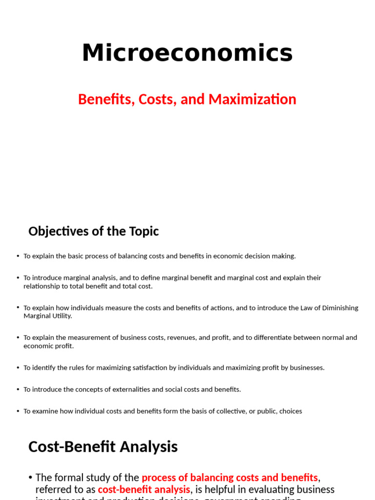Topic 5-Benefits, Costs, and Maximization | PDF | Profit (Economics ...