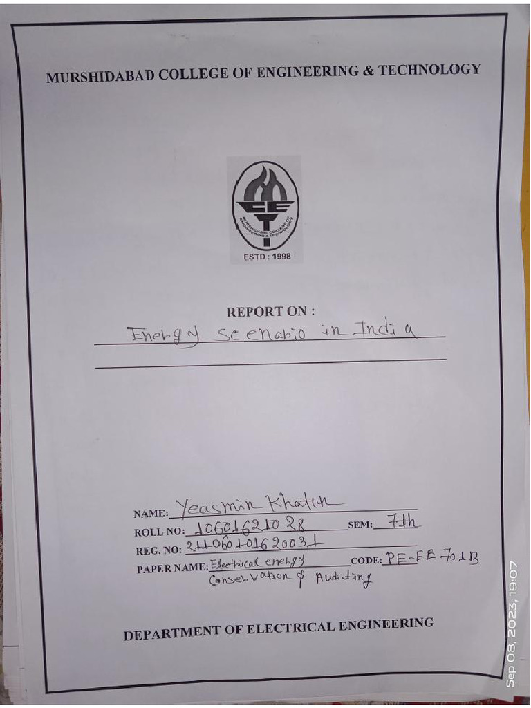 Electrical Energy PE EE701B 10601621028 Yeasmin Khatun | PDF