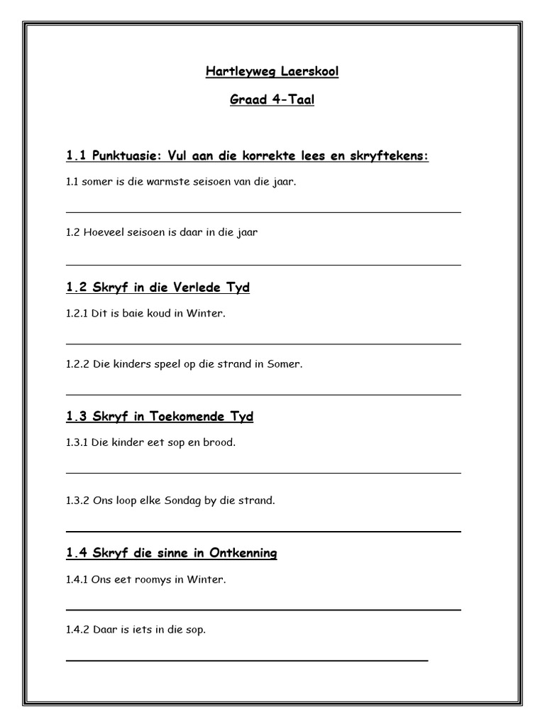 Afrikaans GR 4-Taalwerk | PDF