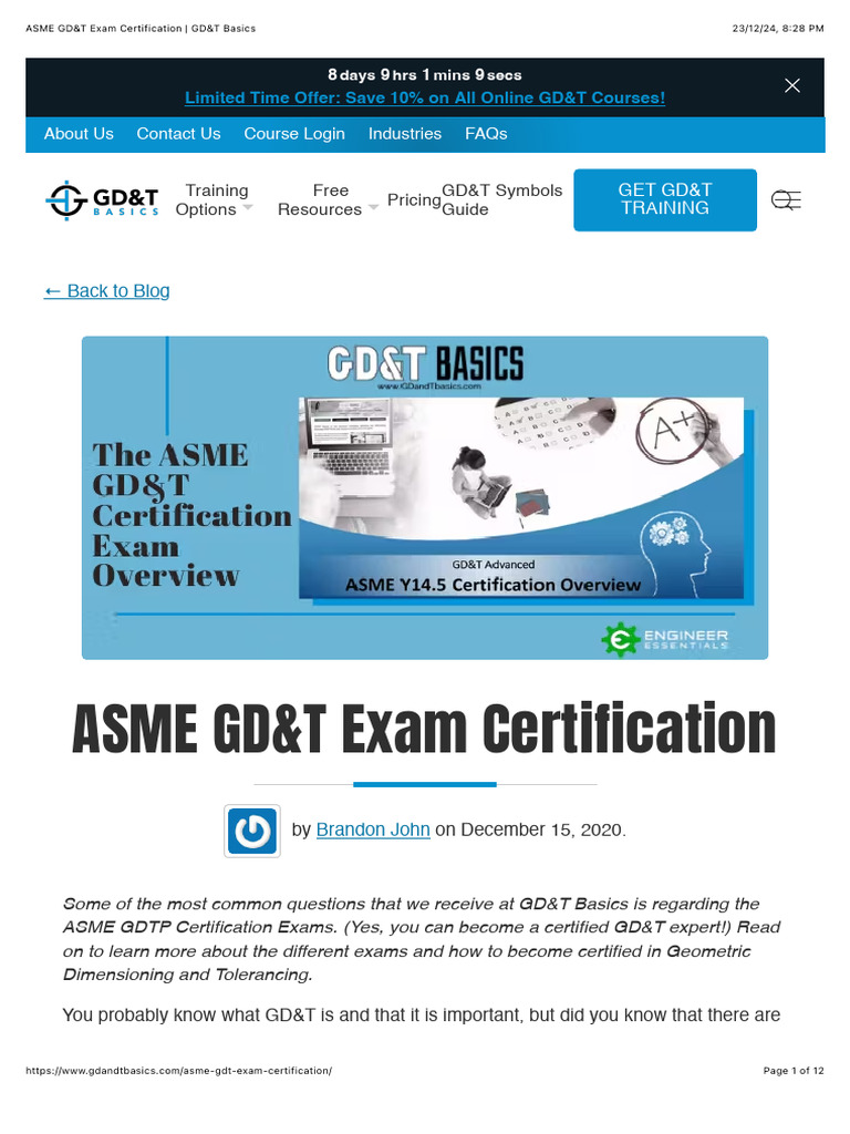 ASME GD&T Certification Exam Guide | PDF
