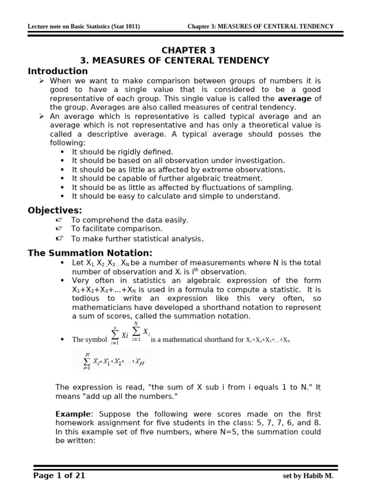 Measures of Central Tendency Explained | PDF | Arithmetic Mean | Mean