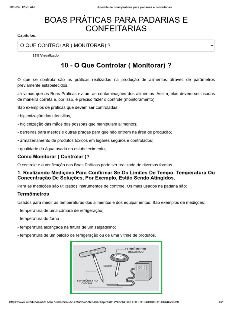 Controle de Boas Práticas em Padarias | PDF | Termômetro | Temperatura