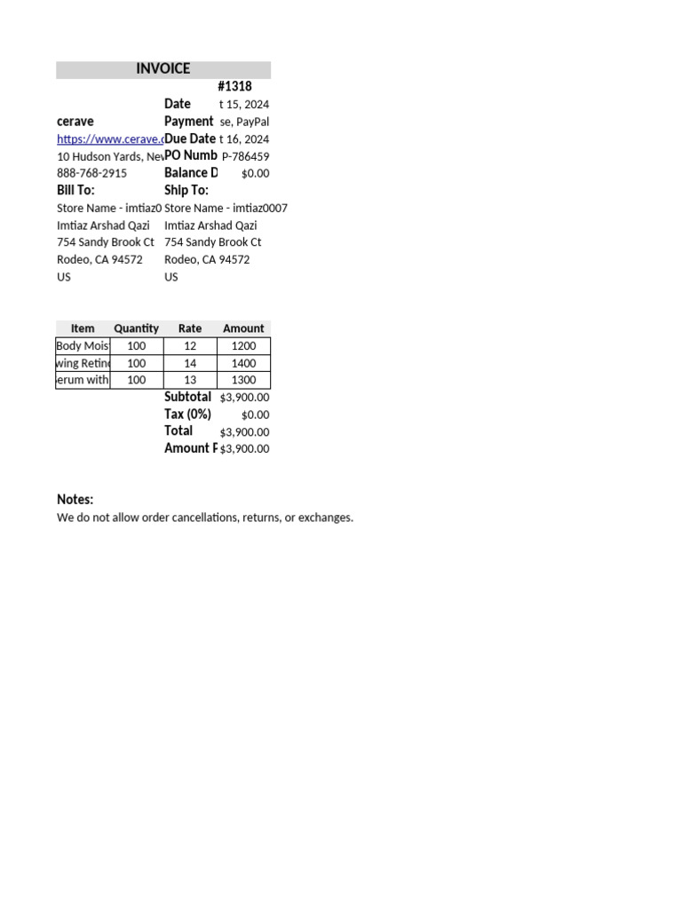 CeraVe_Invoice_Styled | PDF